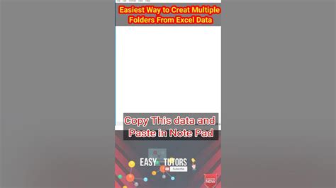 Creat Multiple Folders By Using Excel Excel Exceltips Exceltutorial Learnexcel Youtube