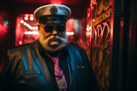 Premium Photo Unyielding Security Guard Old Man Nightclub Entrance Generate Ai