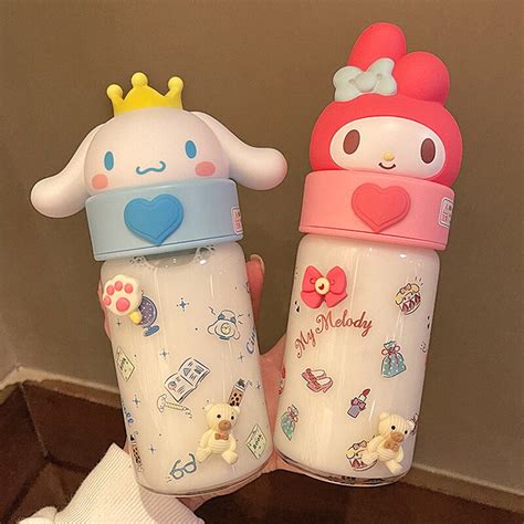 360ml Sanrioed 물병 애니메이션 쿠로미 시나모롤 멜로디 만화 음료수 병 스포츠 차 커피 컵 어린이 물병 선물 Aliexpress
