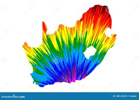 South Africa Map Is Designed Rainbow Abstract Colorful Pattern Republic Of South Africa Rsa