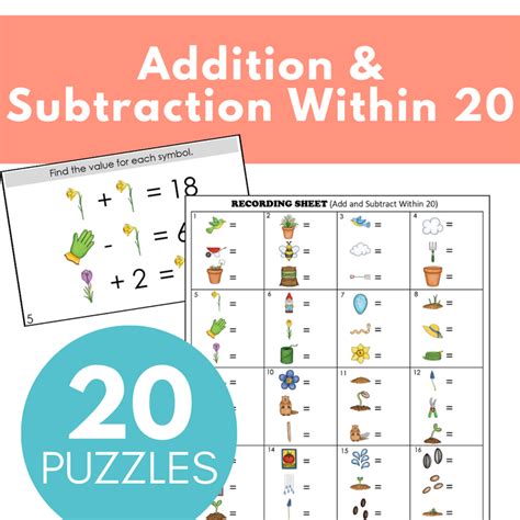 Spring Themed Math Logic Problems Puzzles For Addition And Subtraction