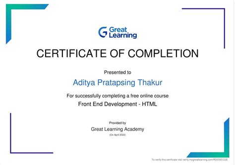 Aditya Thakur On Linkedin I Had Successfully Completed Web Development Course By Great Learning