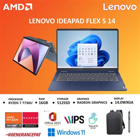 Jual Lenovo Ideapad Flex Touch Ryzen U Gb Ssd W Ohs Wuxga Fp Pen Stone Blu
