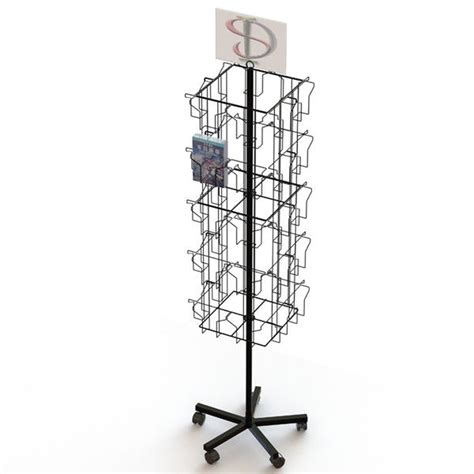 40 Vds Wire Pockets Books Metal Floor Spinner Display Rack
