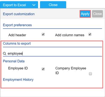 Exporting Employees Data