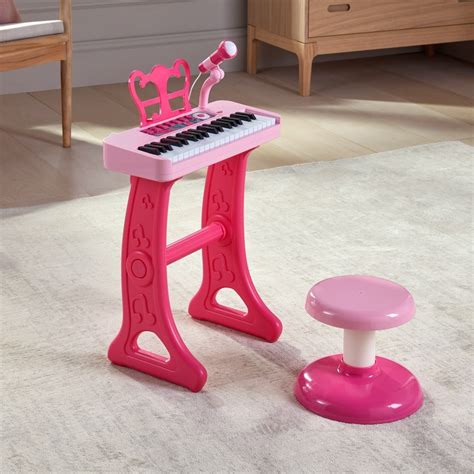 Big Steps Musical Keyboard And Stool Pink Smyths Toys Uk