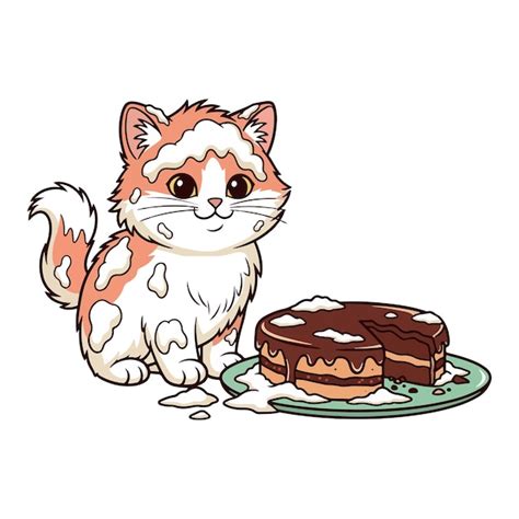 Funny Cat Baking Fail Floury Feline Amp Collapsed Cake Premium Ai