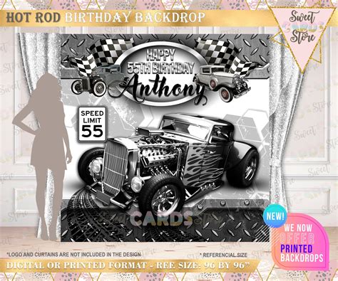 Hot Rod Birthday Backdrop Classic Man Rod Backdrop Vintage Cars Back