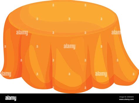 Round Table Covered With Orange Tablecloth Standing Isolated On White