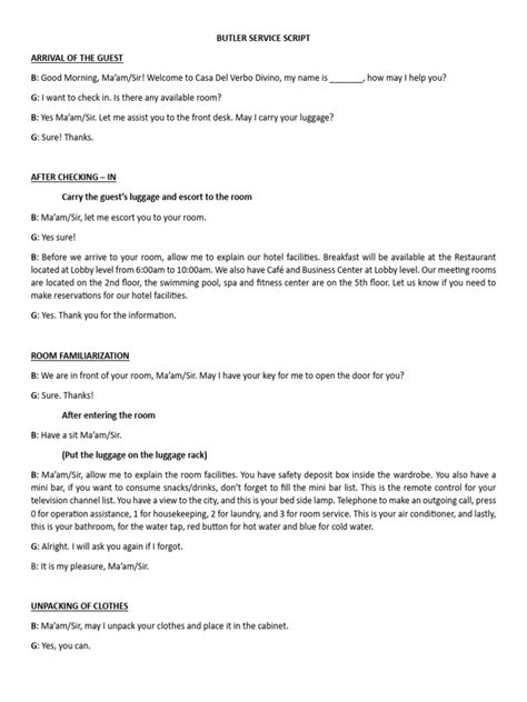 Butler Service Script Pdf