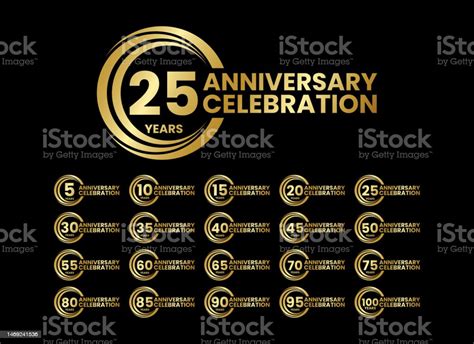 기념일 로고 템플릿 벡터 디자인 생일 축하 황금 기념일 상징 소책자 전단지 잡지 브로셔 포스터 웹 초대장 또는 인사말 카드 디자인 기념일에 대한 스톡 벡터 아트 및 기타