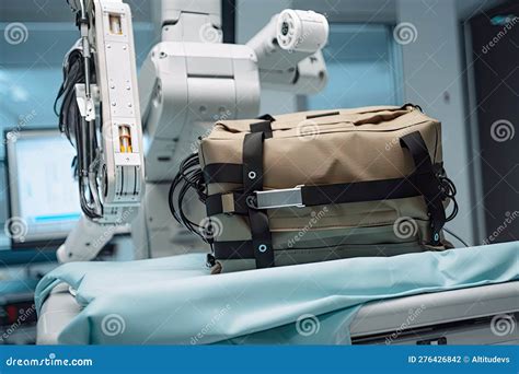 Robotic Arm Reaching Into Cleanroom And Retrieving Delicate Equipment Stock Image