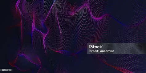 어두운 색의 입자가 있는 미래 배경 파동 흐름 색상 포인트가 있는 추상적이고 시끄러운 표면 디지털 기술 개념 컴퓨팅 데이터 빅 데이터 가리키기에 대한 스톡 벡터 아트 및