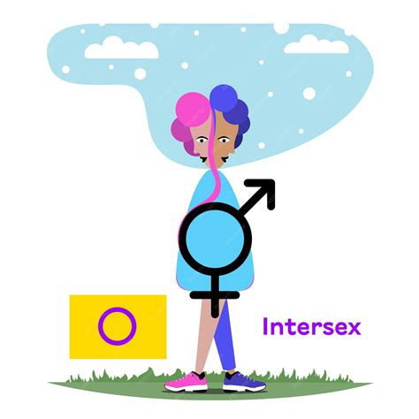 Premium Vector Intersex With Intersex Pride Flag Sign Male And Female