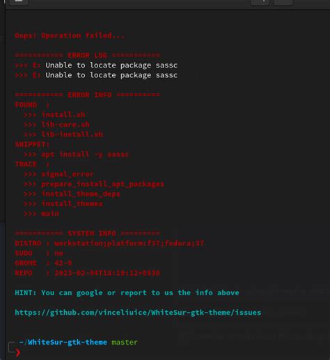 Unable To Locate Package Sassc · Issue 798 · Vinceliuicewhitesur Gtk