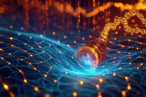 Abstract Representation Of Digital Connectivity With Glowing Particles And Networks Stock
