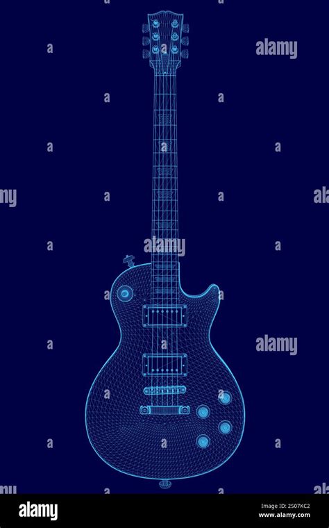 Blue Guitar With A Blue Background The Guitar Is Shown In A 3d Format Stock Vector Image And Art