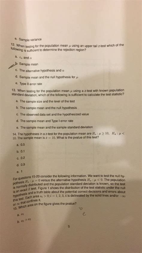 solved e sample variance 12 when testing for the