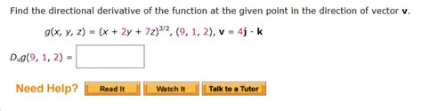 Solved Find The Directional Derivative Of The Function At