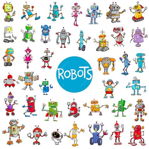 Premium Vector Cartoon Robot Characters Big Set