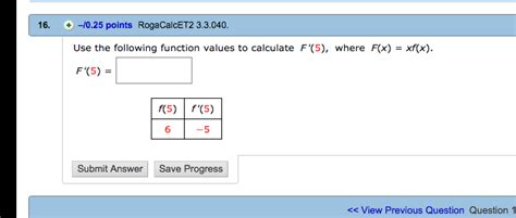 solved use the following function values to calculate f 5
