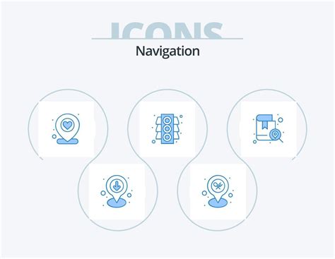 Navigation Blue Icon Pack 5 Icon Design Journey Traffic Pin Signal
