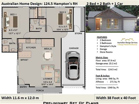 2 Bedroom 2 Bath Garage Small House Plan 124 Clm