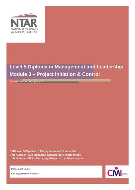 cmi level 5 diploma in management and leadership unit 509 and 513 post