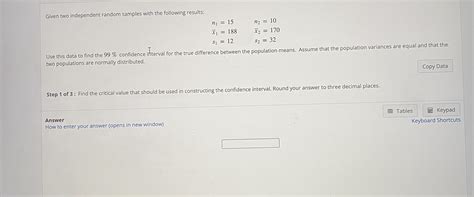 Solved Given Two Independent Random Samples With The