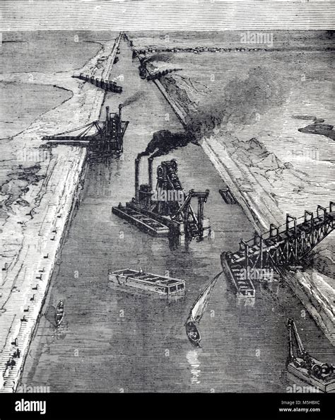 Construction And Dredging Of The Suez Canal Egypt Engraving 1889