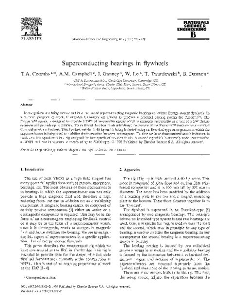 Pdf Superconducting Bearings In Flywheels