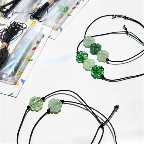 갓샵 네잎클로버 실팔찌 만들기 세트 행운의 팔찌 키트 Diy 6종 소원 매듭 우정 끈 마크라메 재료 부자재 위시버킷