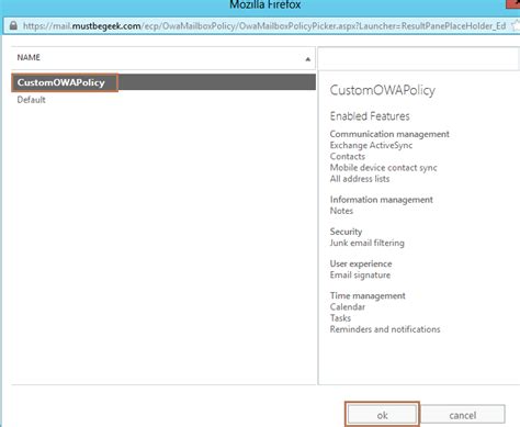 Configure Outlook Web App Policy In Exchange 2013MustBeGeek