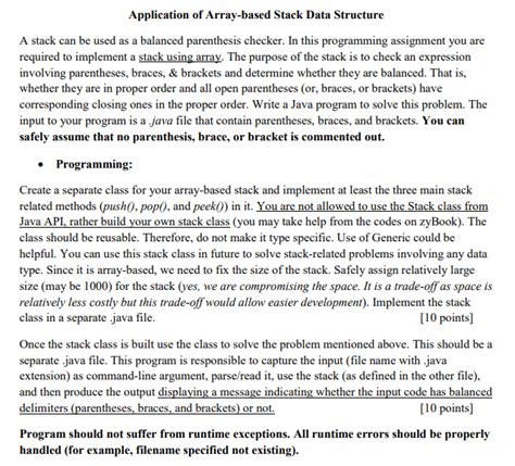 Solved Application Of Array Based Stack Data Structurea