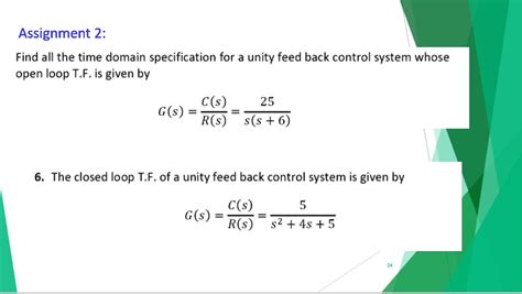 Assignment 2 Find All The Time Domain Specification For A Unity Feed