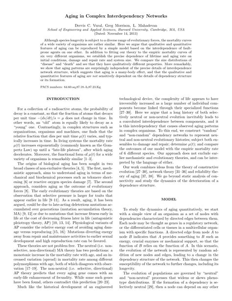 Pdf Increased Network Interdependency Leads To Aging