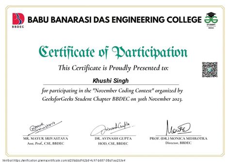 Participated In Geeksforgeeks Coding Contest Khushi Singh Posted On