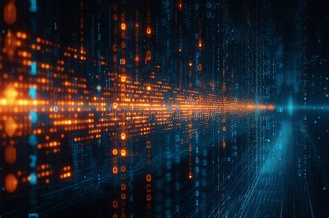 Dynamic Binary Data Flow Streaming Digits Create Intricate Matrix