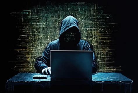 Premium Photo An Anonymous Hacker Is Holding A Laptop And Typing In