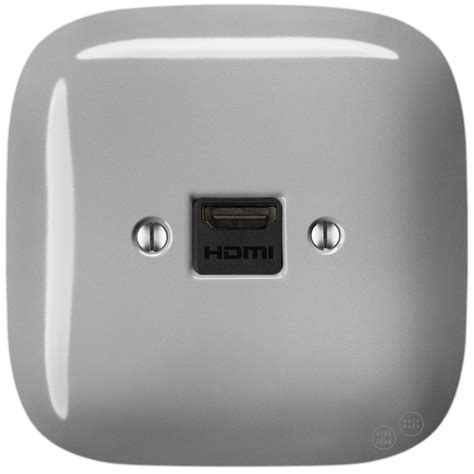 Square Porcelain Hdmi Wall Socket Grey Dyke And Dean