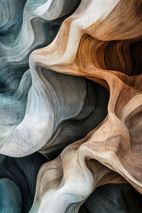Abstract Curved Rock Patterns In Natural Earth Tones And Textures Stock Illustration