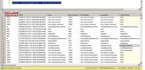 ms crm 2011 how to get object type codes of entities using sql query