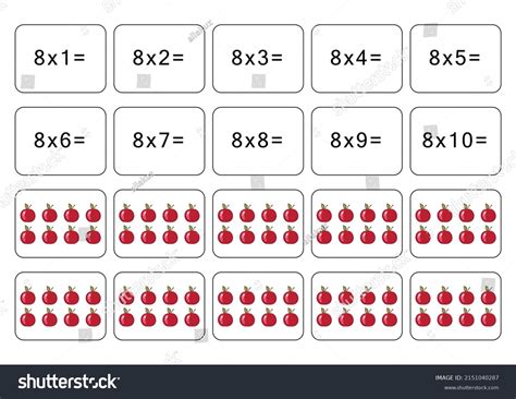 Multiplication Table 8 Maths Card Example เวกเตอร์สต็อก ปลอดค่า