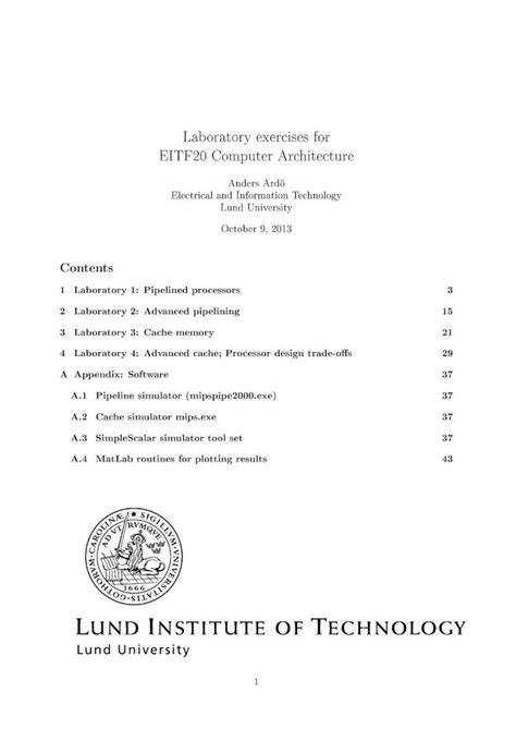 Pdf Laboratory Exercises For Eitf20 Computer Architecture Dokumentips