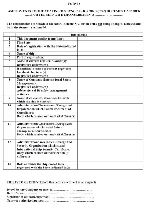 Sample Of Form 1 Form 2 And Form 3 Of Csr Marinegyaan