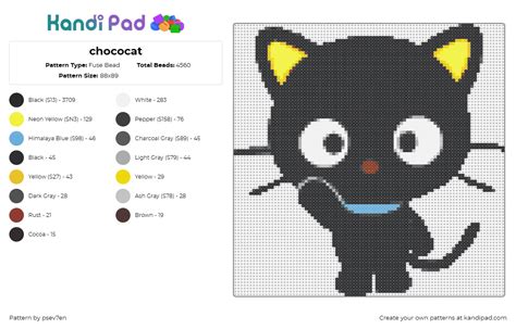 Chococat Fuse Bead Pattern Kandi Pad Kandi Patterns Fuse Bead