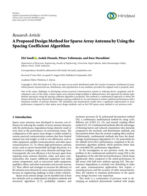 Pdf A Proposed Design Method For Sparse Array Antenna By Using The