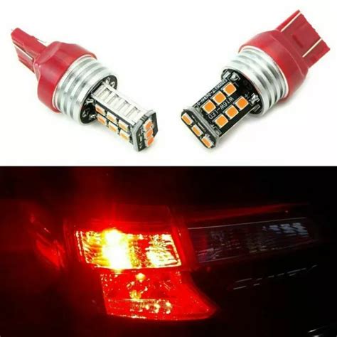 Red 7443 Led Flash Strobe Brake Stop Tail Light Bulbs For Honda Civic