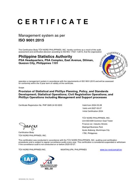 Pso Iso 9001 2015 Certificates Pdf Iso 9000 Certification