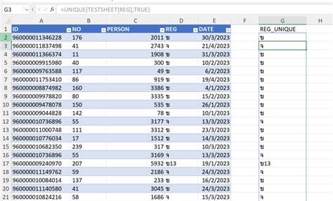 ฟังก์ชัน Unique Def Excel
